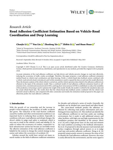Pdf Road Adhesion Coefficient Estimation Based On Vehicle Road Coordination And Deep Learning