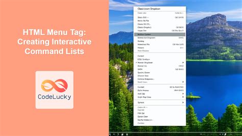 Html Menu Tag Creating Interactive Command Lists Codelucky