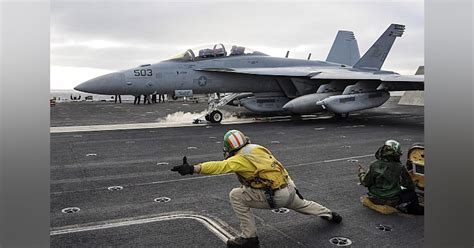 Us Navy Aircraft Carrier Flight Deck Crews Use Computer Simulation To