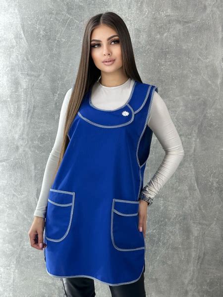 Фартук рабочий Цветочек Габардин халат сарафан универсальный с