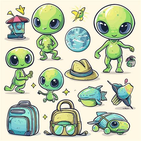 Cutealienvacationvectorcartoon Cartoon El Personaje Es Un