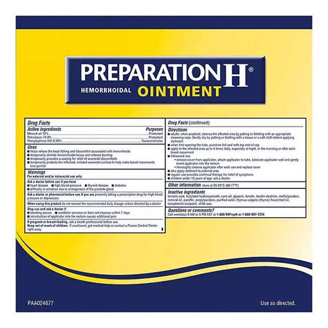 Preparation H Hemorrhoid Symptom Treatment Ointment Itching Burning A