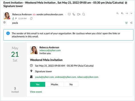 Forward Event Invites Through Email Zoho Calendar