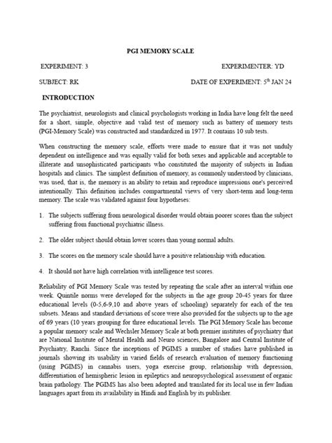 Pgi Memory Scale Pdf Attention Memory