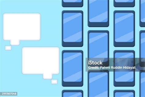 측면에 두 개의 채팅 아이콘이 있는 전화기 화면이 있는 일부 스마트폰의 배경 배경에 대 한 평면 벡터 그림입니다 3차원 형태에 대한 스톡 벡터 아트 및 기타 이미지 Istock