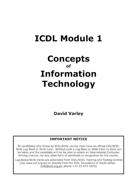 Pdf Icdl Module 1 Concepts Information And Communication Technologies