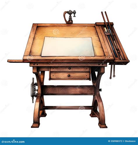 Traditional Wooden Drafting Table With Classic Design Elements Stock
