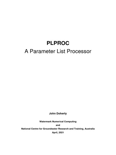 Parameter List Processing Made Flexible An Introduction To Plproc And Its Capabilities For