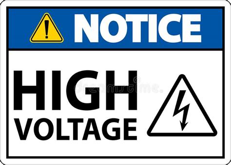 Notice High Voltage Sign On White Background Stock Vector