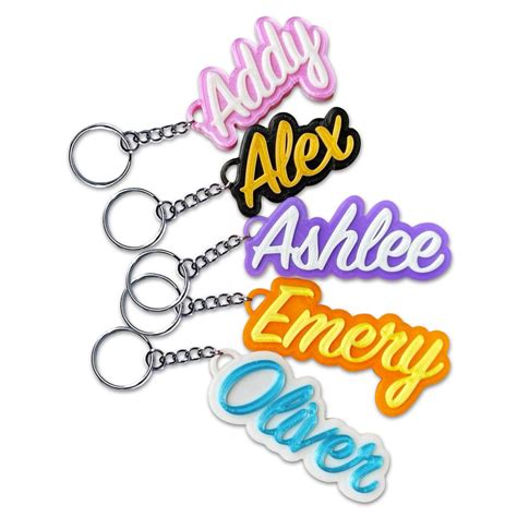 Custom Name Keychains Personalized 3d Printed Keyring For School And Party Bags Etsy