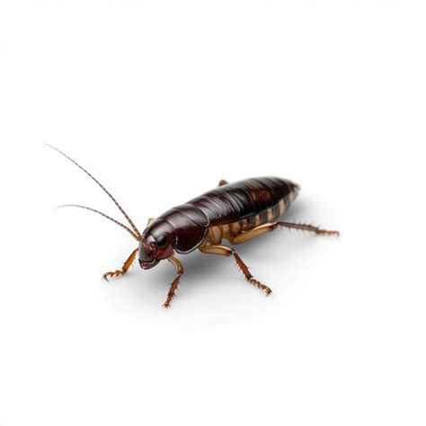 Detailed Closeup Of A Cockroach Isolated On A Clean White Background Highlighting The Insects