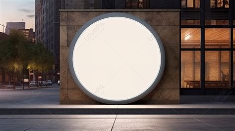 빈 조명 매장 간판을 위한 콘크리트 벽 장착형 라이트박스 템플릿의 3d 렌더링 주형 배경 비추다 배경 간판 배경 이미지 Hd 주형 비추다 간판 배경 사진 무료