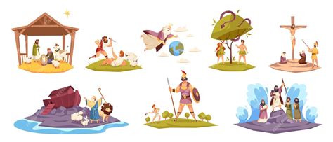 Premium Vector Bible Characters Ancient Sacred Cult Book Characters Holy Book Key Scenes
