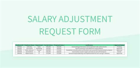 Salary Adjustment Request Form Excel Template Free Download Pikbest