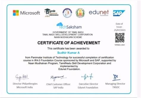 Sudhir Kumar A On Linkedin Microsoft Naanmudhalvan Techsaksham
