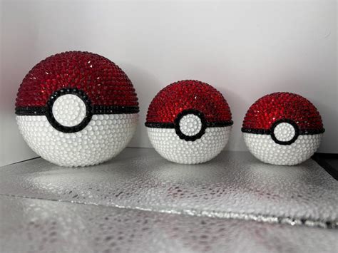Bedazzled Poké Ball From Pokemon Anime Video Game Three Size Options