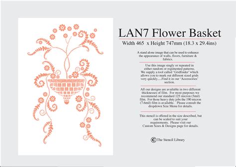 19 Lan7 Flower Basket Stencil Library
