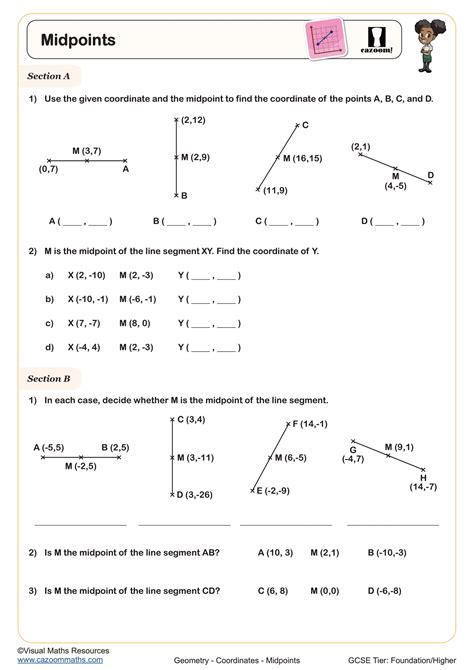 Midpoints Worksheet Fun And Engaging Year 8 And Year 9 Geometry Worksheet