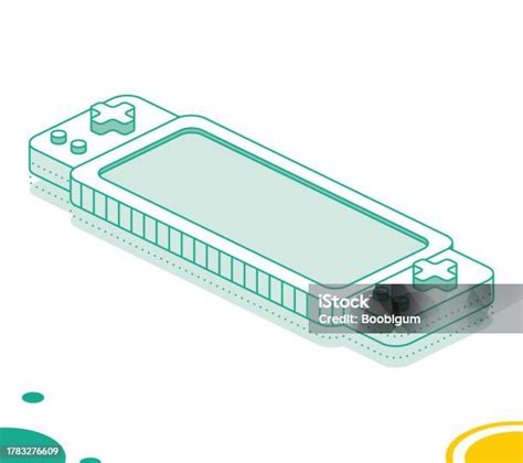 Isometric Portable Handheld Retro Gaming Console Outline Concept Object Isolated On White