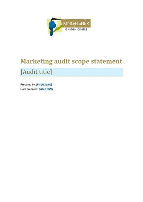 Pdf Kingfisher Marketing Audit Scope Statement Template Audit Scop