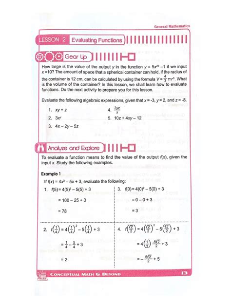 Lesson 2 Evaluating Functions Pdf