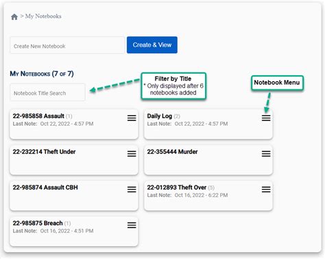 My Notebooks App Interface Overview Forensic Notes