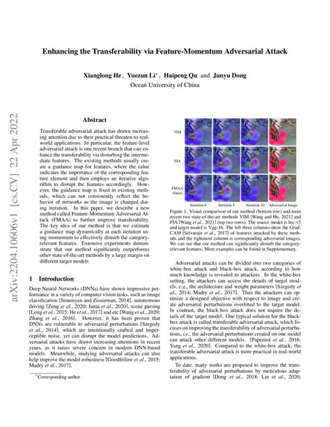 Enhancing The Transferability Via Feature Momentum Adversarial Attack Deepai