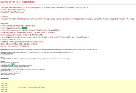 C Azure Key Vault Version Error In Aspnet Framework 472 Stack