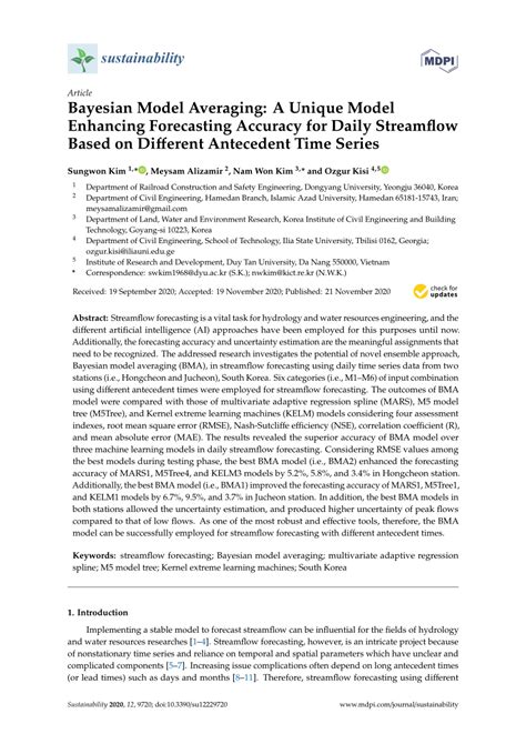 Pdf Bayesian Model Averaging A Unique Model Enhancing Forecasting Accuracy For Daily