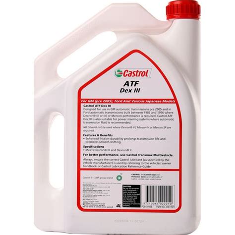 Castrol Dex 3 Auto Trans Fluid 4L - 3381101 - Transmission Fluid ...