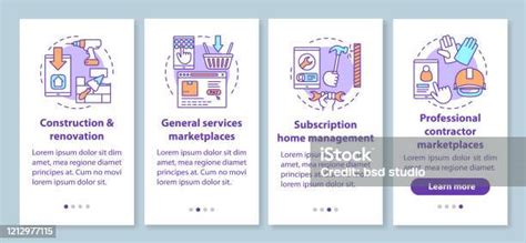선형 개념으로 모바일 앱 페이지 화면을 온보딩하는 온라인 마켓플레이스 전자 상거래 고객 서비스 연습 단계 그래픽 지침입니다 Ux