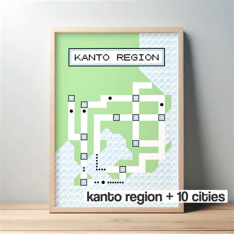 Pokemon Red Blue Yellow Map Poster Set Kanto Wall Art Digital
