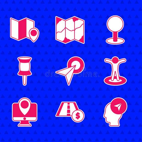 Set Infographic Of City Map Navigation Toll Road Traffic Sign Location With Person Monitor