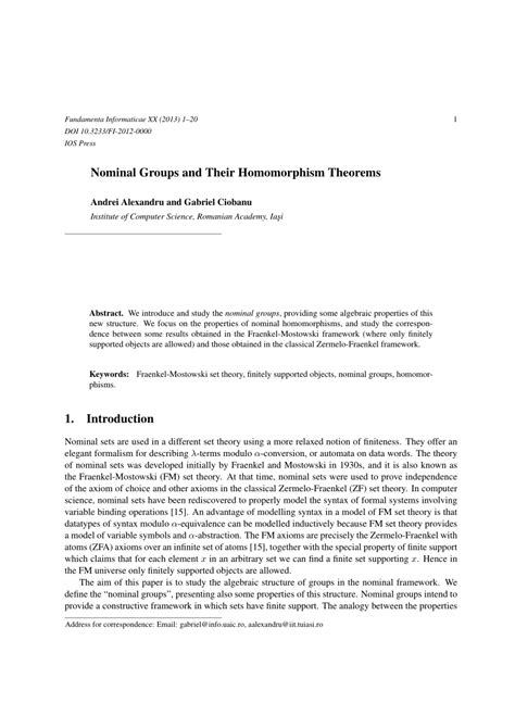 Pdf Nominal Groups And Their Homomorphism Theorems
