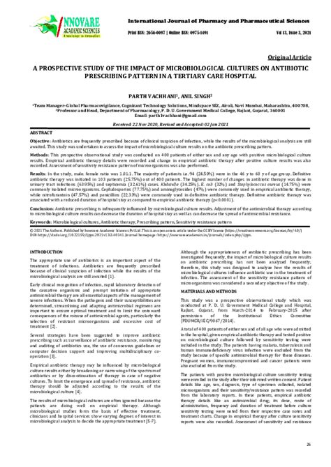Pdf A Prospective Study Of The Impact Of Microbiological Cultures On