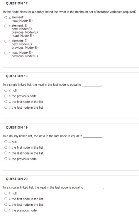 Solved Question 17 In The Node Class For A Doubly Linked