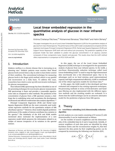 Pdf Local Linear Embedded Regression In The Quantitative Analysis Of
