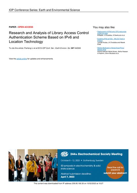Pdf Research And Analysis Of Library Access Control Authentication Scheme Based On Ipv6 And