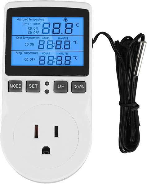 Smart Thermostat Digital Temperature Controller Socket Outlet Timer With Blue Backlight 100‑250v