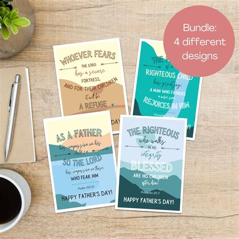 Scripture Fathers Day Cards Christian Bible Verse Set Digital