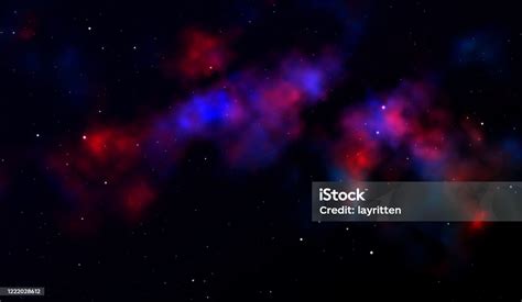 공간 배경 현실적인 밝은 별과 가스 구름의 클러스터 환상적인 외부보기 성운 은하와 별 클러스터와 우주 무한한 우주 의 열린 공간 벡터 일러스트레이션 0명에 대한 스톡 벡터