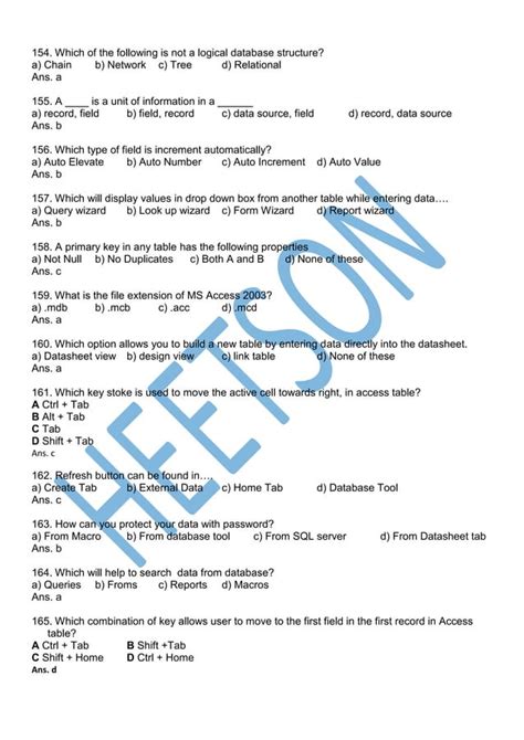MS Access MCQ Questions Microsoft Office PDF Desktop Publishing Computer Software And
