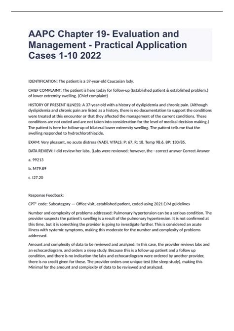 AAPC Chapter 19 Evaluation And Management Practical Application Cases 1 10 2022 Updated To