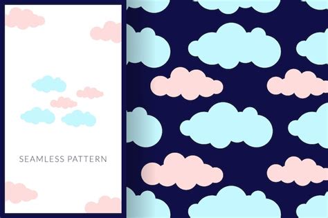 평면 디자인 클라우드 패턴 프리미엄 벡터