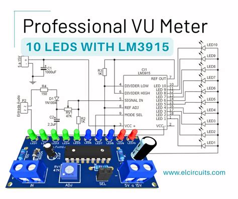 Diy Pro 10 Led Vu Meter Circuit Guide Lm3915 Pcb