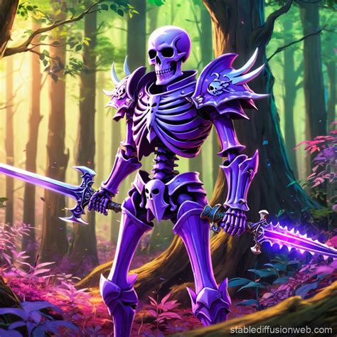 Purple Cartoon Skeleton Knight Stable Diffusion Online