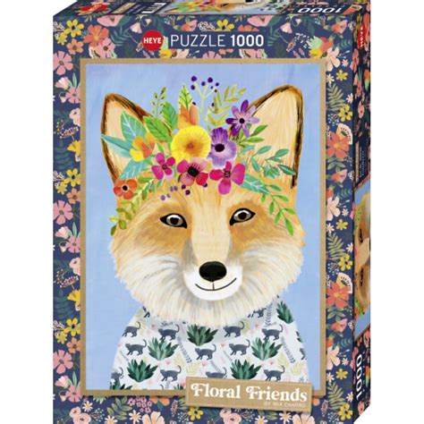 Heye Floral Friends Friendly Fox Jigsaw Puzzle 1000pc Tates Toys