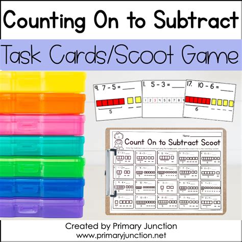 Counting On Subtraction Subtract Task Cards Scoot Game Write Room