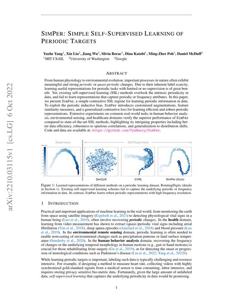 Pdf Simper Simple Self Supervised Learning Of Periodic Targets
