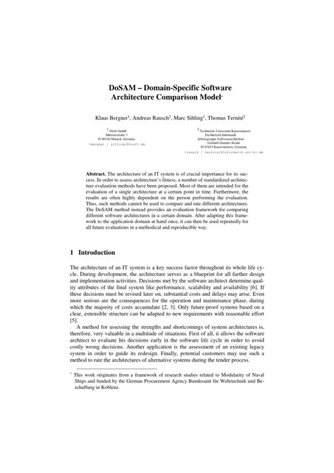 Pdf Dosam Domain Specific Software Architecture Comparison Model